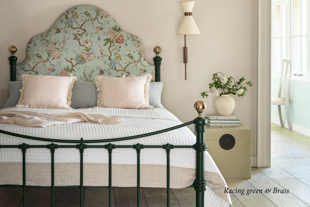 Upholstered Headboard Hand Cast Eden Bed With Solid Brass Ball Caps ...