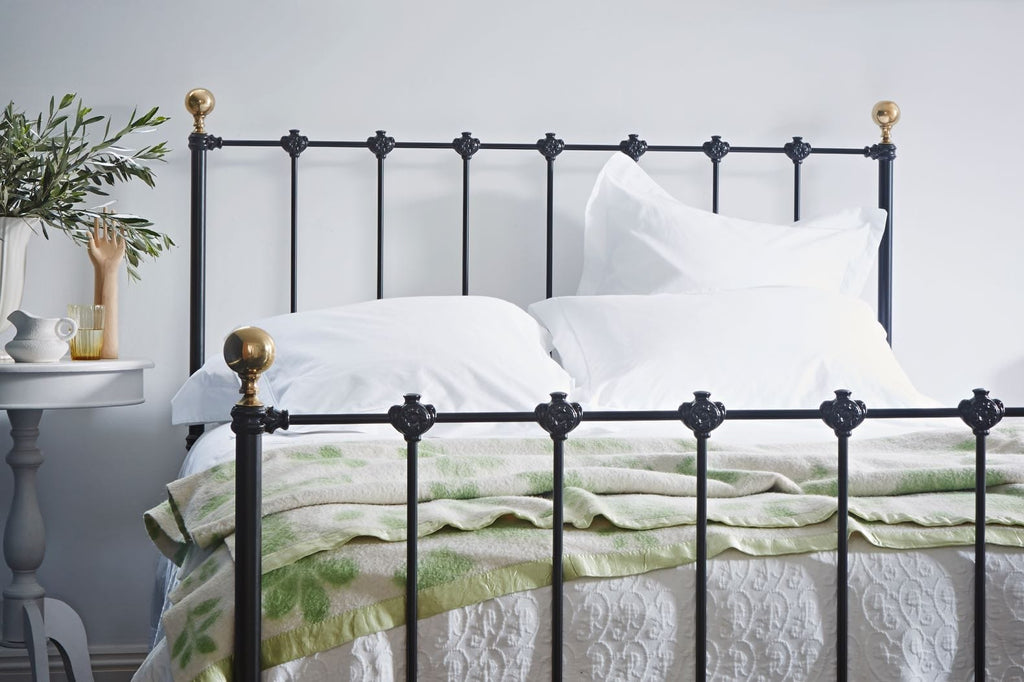 Traditional Hand Cast Iron Bed With Solid Brass Top Ball Caps – Cornish ...