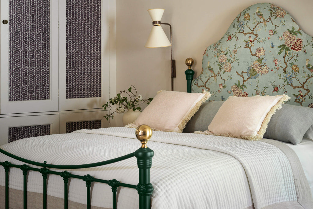 Upholstered Headboard Hand Cast Eden Bed With Solid Brass Ball Caps ...