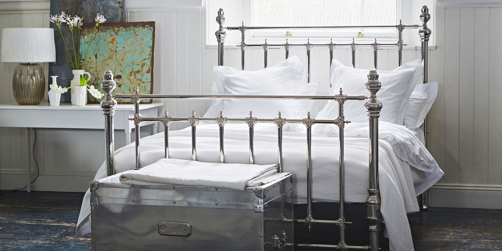 Polished Nickel Opulent Metal Bed Frame | Victorian Bedstead – Cornish Beds